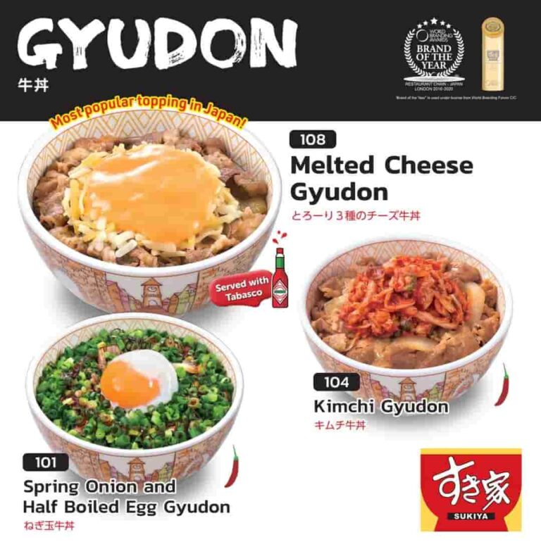 SUKIYA Singapore Outlets: Opening Hours and Locations